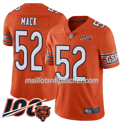 Maillot Chicago Bears Khalil Mack 52 Nike Orange 100th - Homme